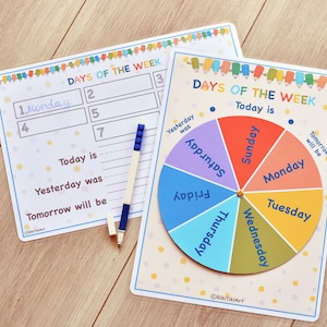 Days of the Week Wheel, Printable Montessori Calendar, Toddler ...