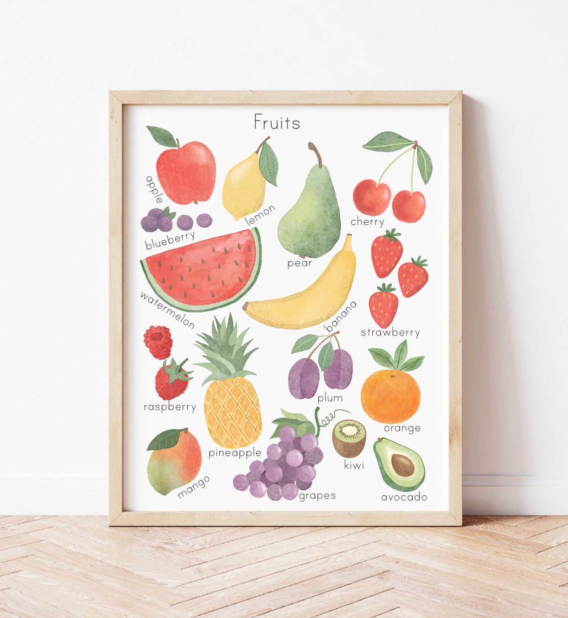 Watercolor Fruit and Vegetable Prints Classroom Educational Posters ...