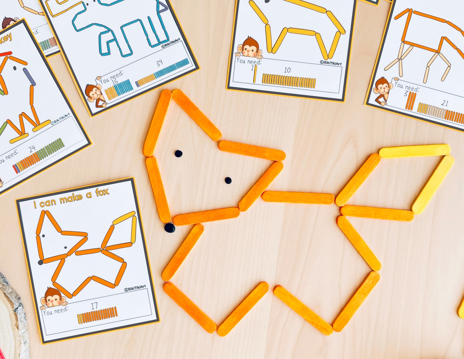 BUNDLE Popsicle Sticks Activity, Fine Motor Skills Montessori Printable ...