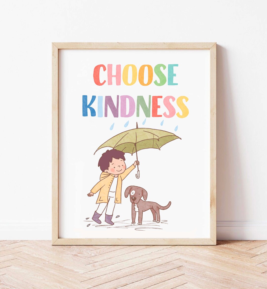 Choose Kindness Poster, Boys Room Wall Print, Scandi Playroom Decor ...