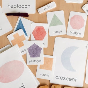 Shapes Flash Cards Printable 2D Geometric Shapes Nomenclature Cards ...