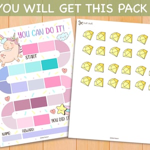 Unicorn Reward Chart Printable Routine Sticker Chart for Kids Behavior ...