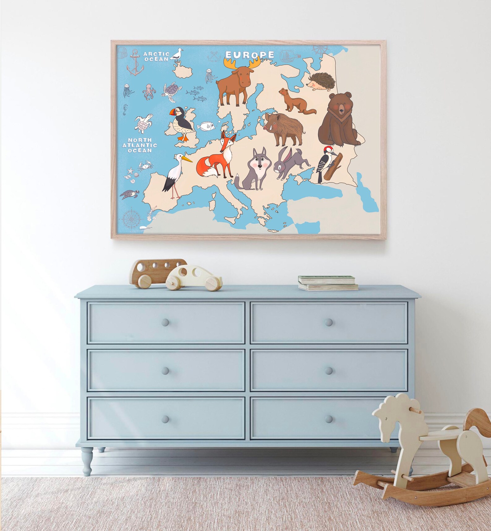 Europe Map for Kids Playroom Educational Posters Montessori ...