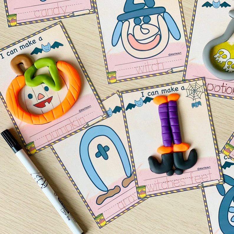 Halloween Play Dough Mats Visual Cards Printable Halloween | Etsy