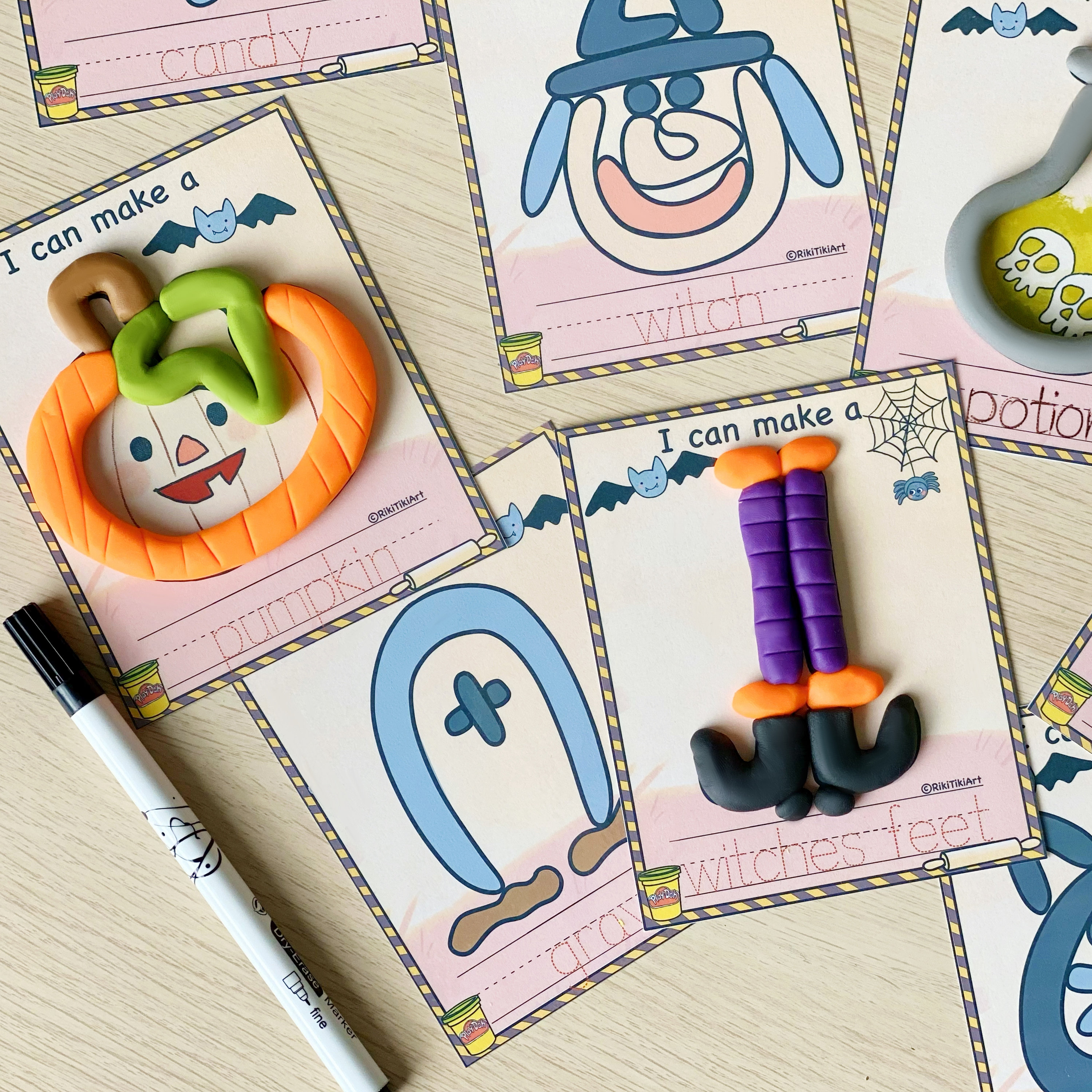 Halloween Play Dough Mats Visual Cards Printable Halloween Activities ...