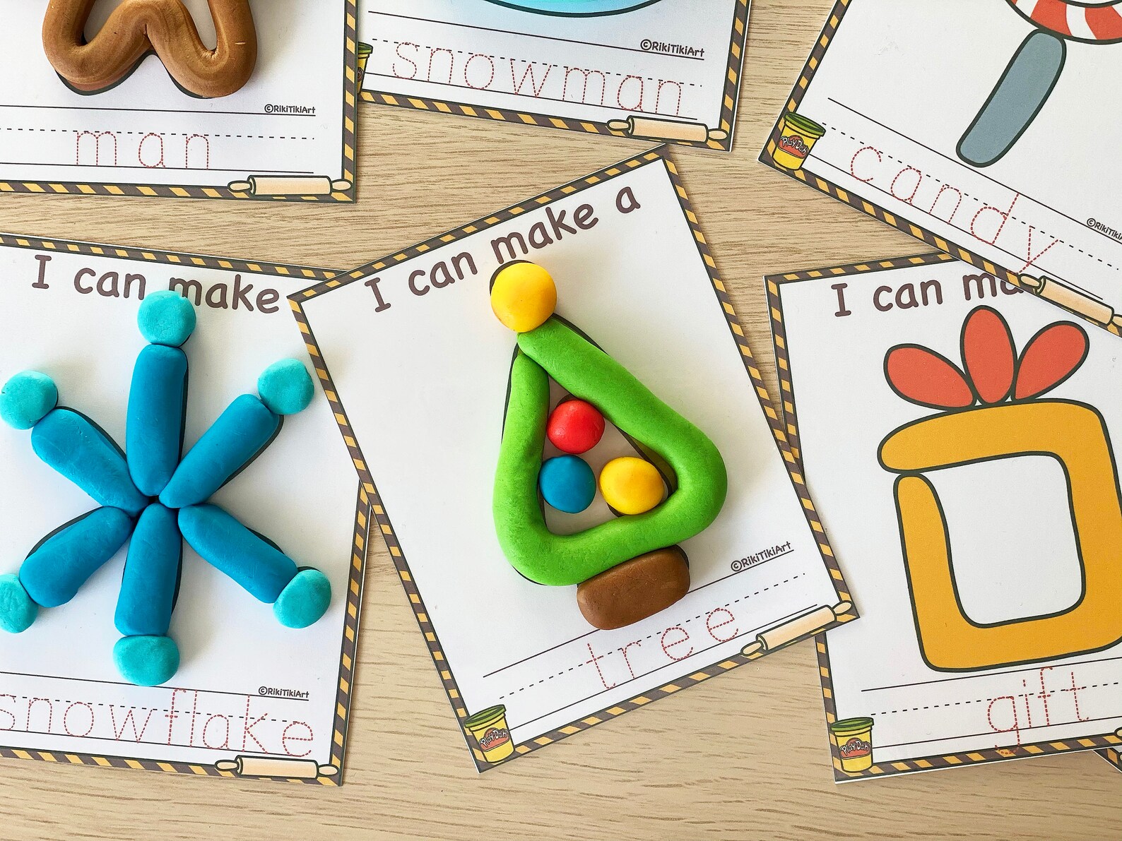 Christmas Play Dough Mats Visual Cards, Printable Play Doh Toddler ...