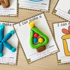 Christmas Play Dough Mats Visual Cards, Printable Play Doh Toddler ...
