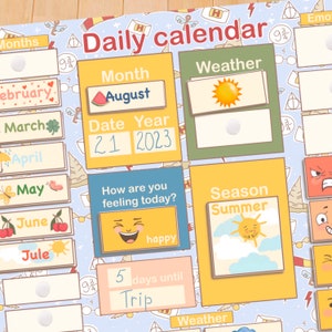 Printable Perpetual Calendar, Kids Calendar, Homeschool Decor, Busy ...