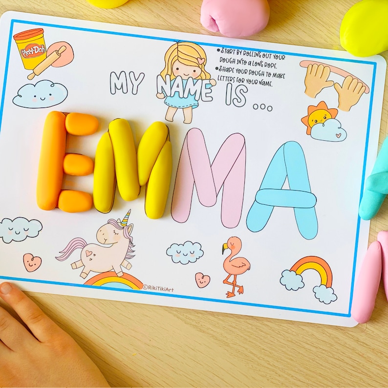 Personalized Name Play Dough Mat Gift for Toddler Printable Play Doh ...