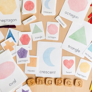 Shapes Flash Cards Printable 2D Geometric Shapes Nomenclature Cards ...