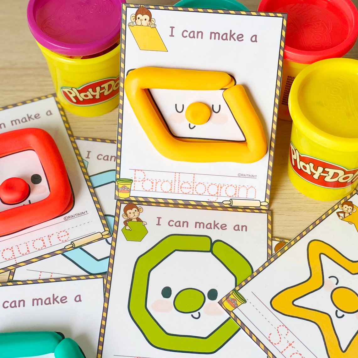 Shapes Play Dough Mats Visual Cards Montessori Toddler | Etsy UK