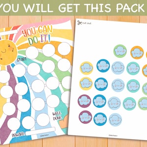 Watercolor Reward Chart for Kids, Rainbow Behavior Daily Chore Chart ...