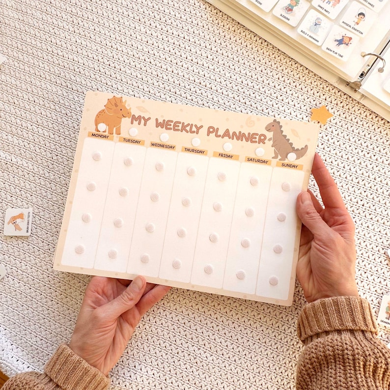 Toddler Routine Chart Dinosaur Visual Schedule, Editable Weekly Planner ...