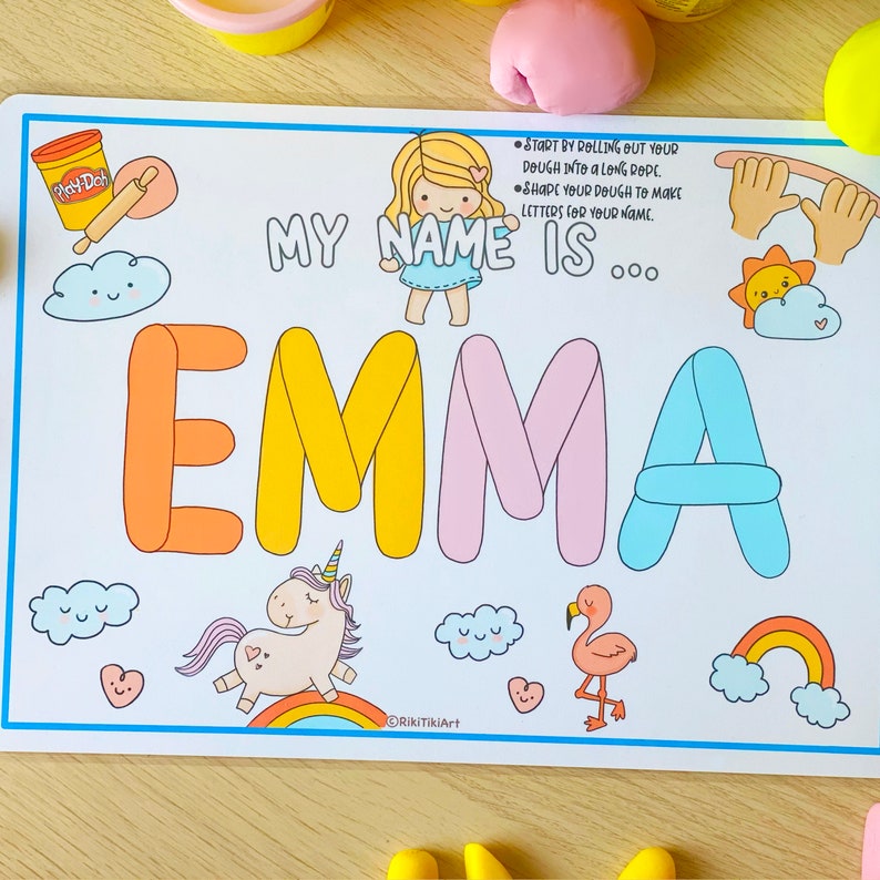 Personalized Name Play Dough Mat Gift for Toddler Printable - Etsy