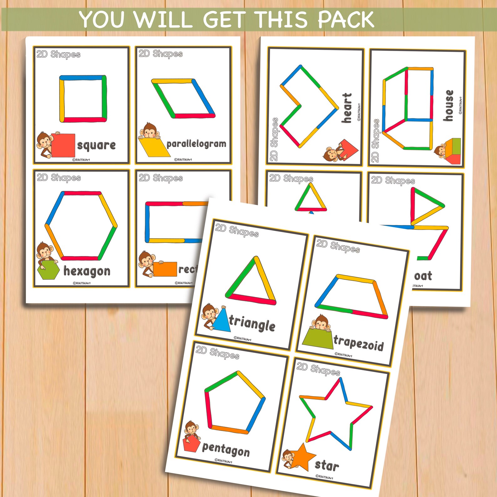 Popsicle Sticks Shapes Activity Game for Toddlers Montessori - Etsy