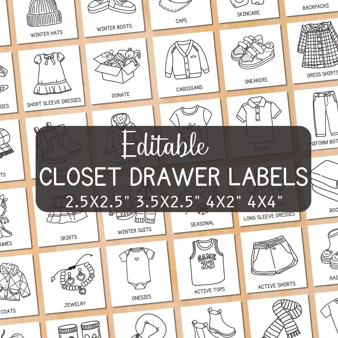 140 Toddler Dresser Labels Editable Clothing Drawer Signs Closet Labels ...
