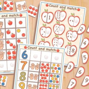 Montessori Math Count and Match Activity Printable Preschool Worksheets ...