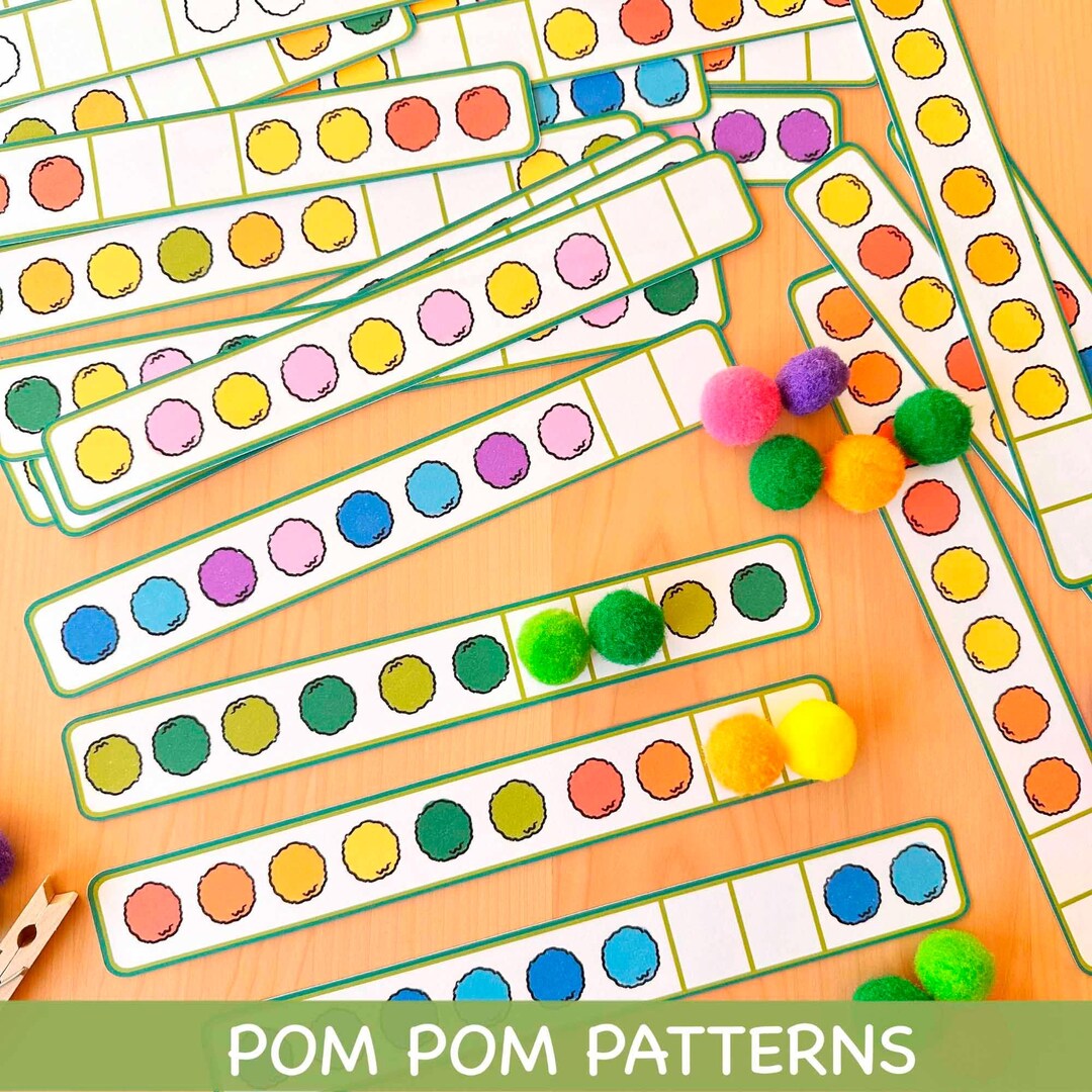 Pom Pom Patterns Activity for Toddlers Color Sorting Occupational ...