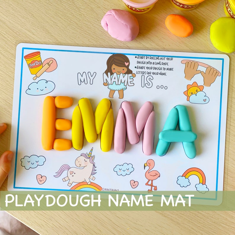 Personalized Name Play Dough Mat Gift for Toddler Printable | Etsy