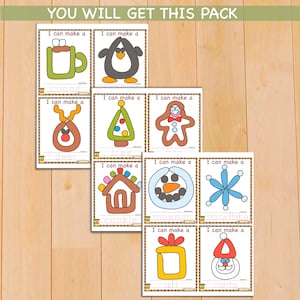 Christmas Play Dough Mats Visual Cards, Printable Play Doh Toddler ...