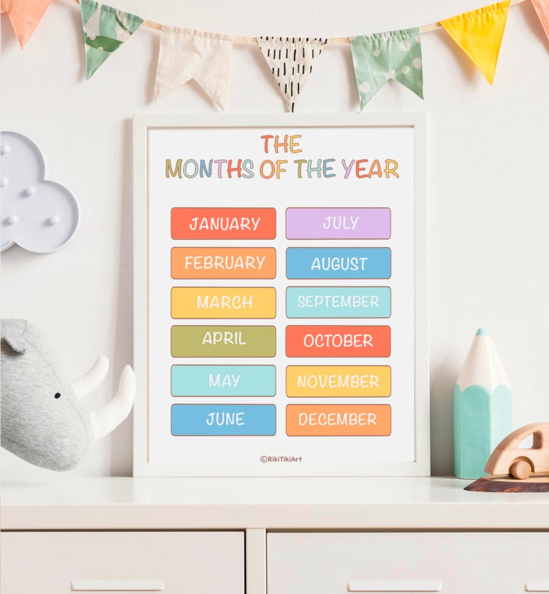 Months of the Year Classroom Posters Printable Montessori - Etsy