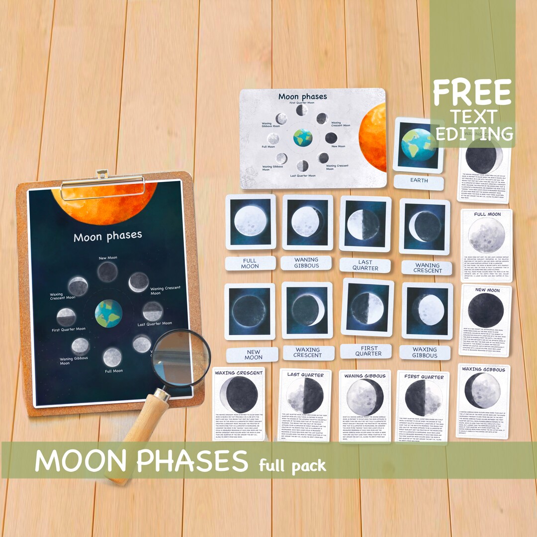 Moon Phases Full Pack, Homeschool Montessori Materials, Astronomy ...