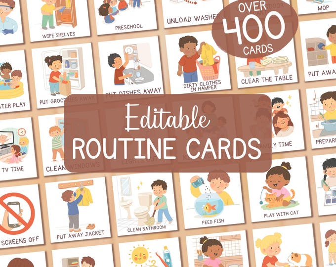 Editable Daily Routine Cards, Visual Schedule Kids, Kids Chore Chart ...