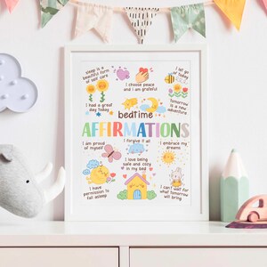 Bedtime Affirmations Poster, Positive Thinking Kids Room Decor, Calming ...