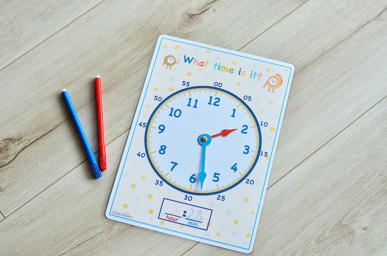 Kids Printable Clock Printable Preschool Montessori - Etsy