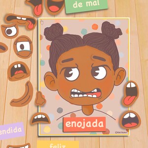 Spanish Emotions Activity for Kids Girl Version Toddler Emotions Chart ...