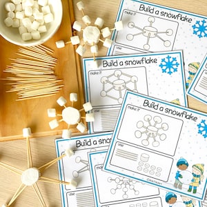 Marshmallows and Toothpicks Snowflakes Mats Printable Game for Toddler ...