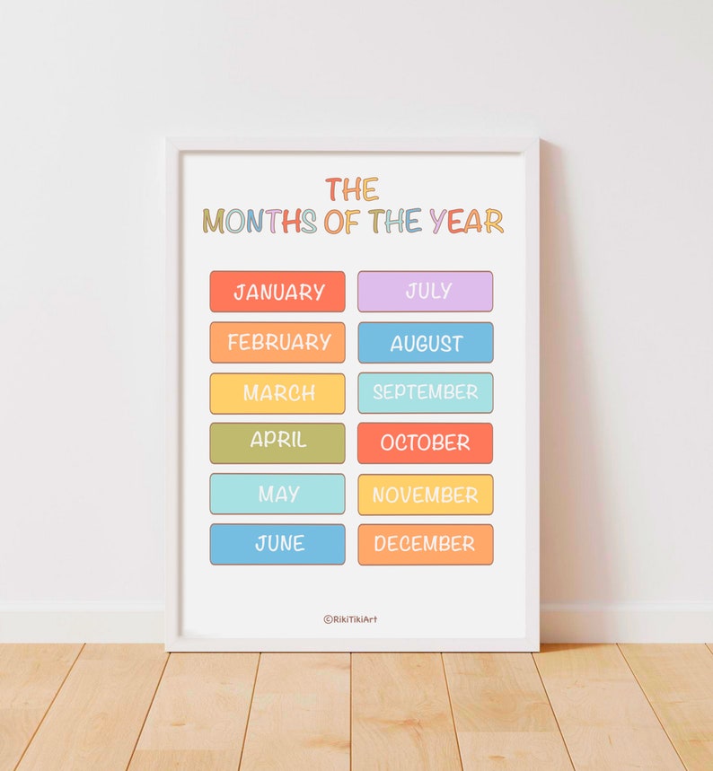 Months of the Year Classroom Posters Printable Montessori - Etsy