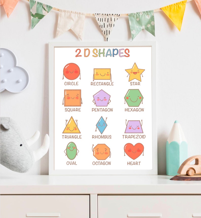 Geometric Shapes Toddler Classroom Posters Printable - Etsy