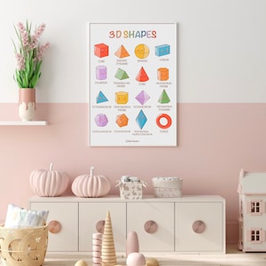 3D Shapes Poster Preschool Classroom Decor Homeschool Educational ...
