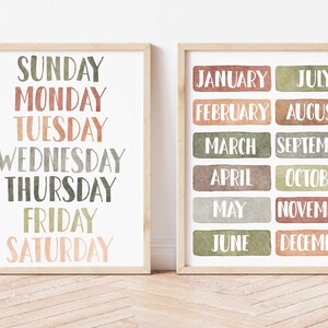 Set of 8 Educational Posters Neutral Kids Decor Printable Montessori ...