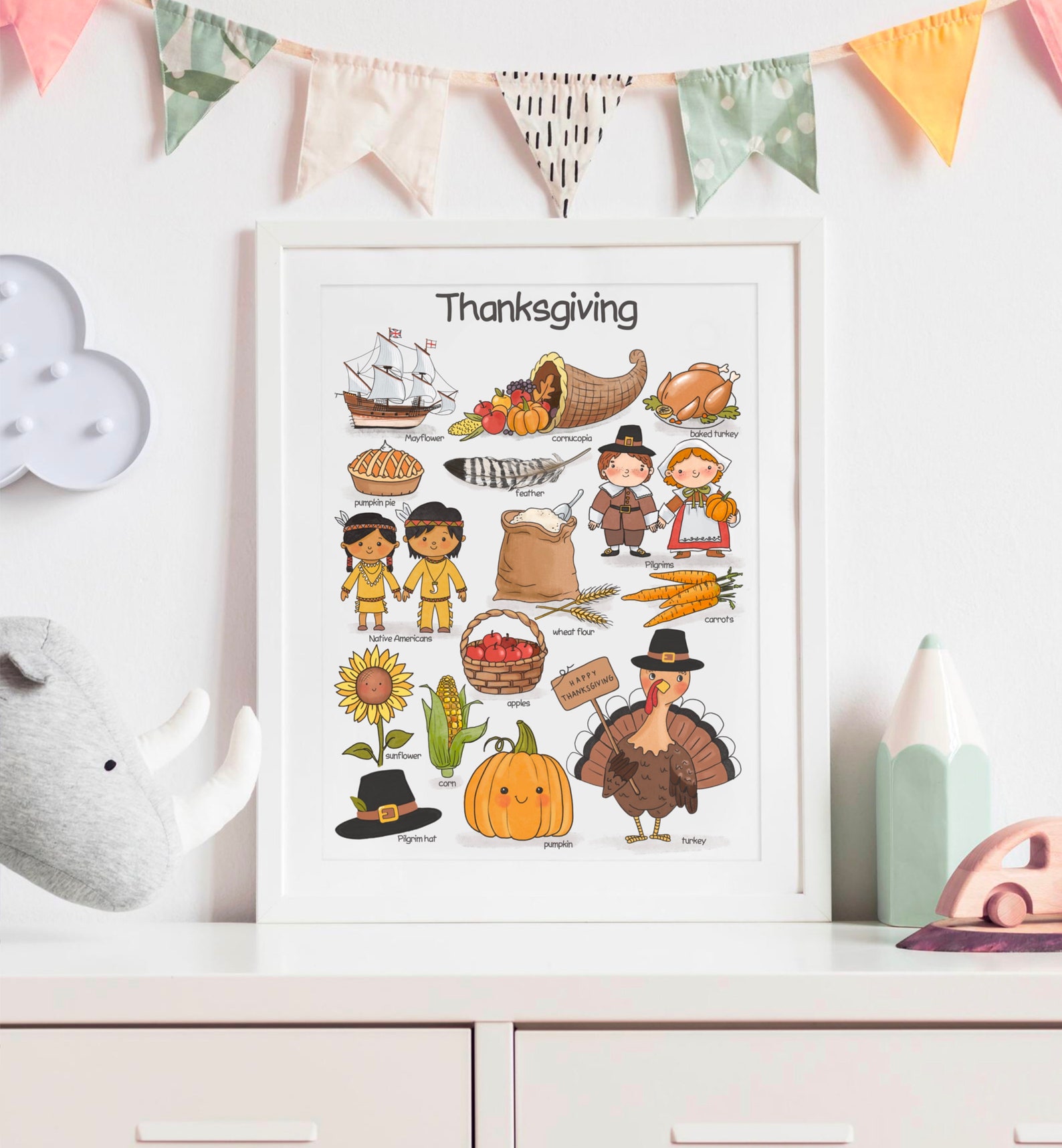 Thanksgiving Poster Playroom Printable Wall Art Fall Nursery - Etsy