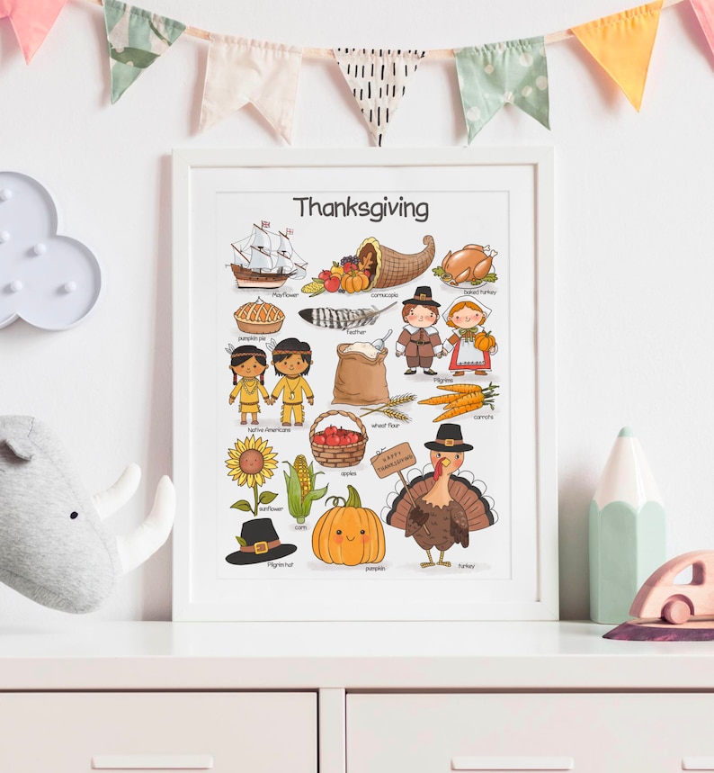 Thanksgiving Poster Playroom Printable Wall Art Fall Nursery - Etsy