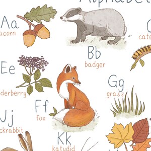 Woodland Alphabet Poster Woodland Animals Nursery Wall Art Montessori ...