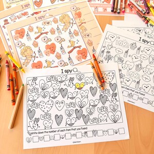 Valentines Day I SPY Color and B&W Versions, Printable Valentines ...