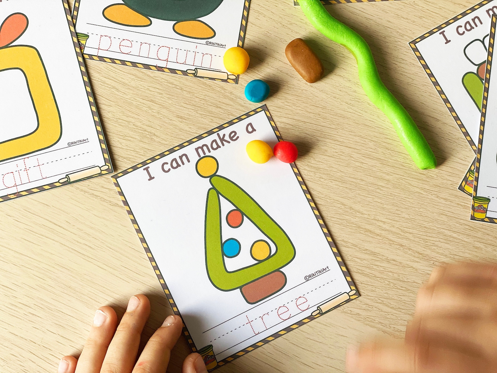 Christmas Play Dough Mats Visual Cards, Printable Play Doh Toddler ...