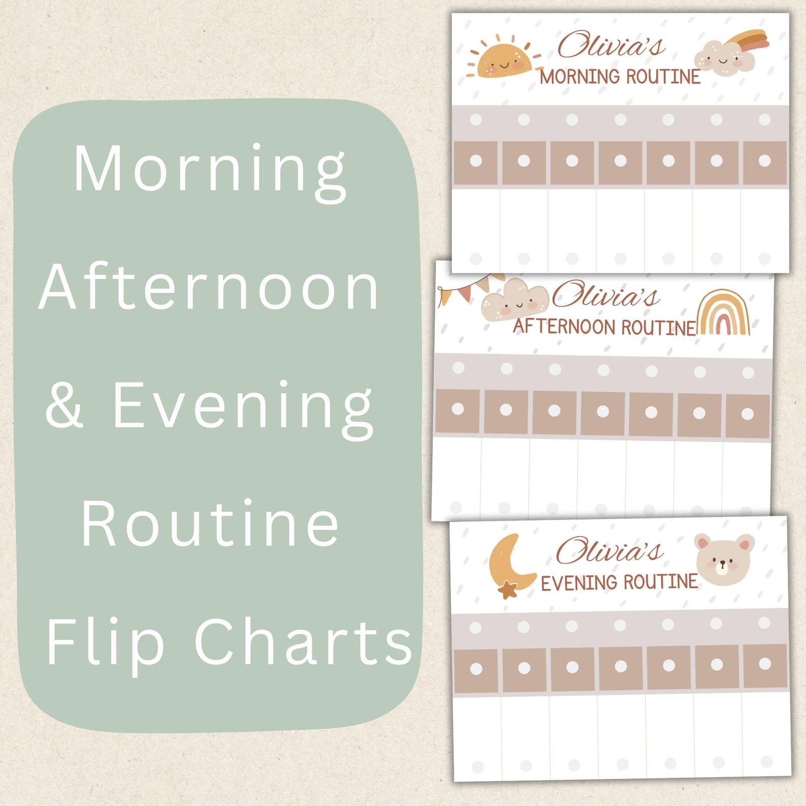 Routine Flip Chart Editable Chore Chart Morning Routine Bedtime Routine ...