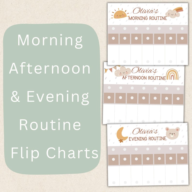 Routine Flip Chart Editable Chore Chart Morning Routine Bedtime Routine ...