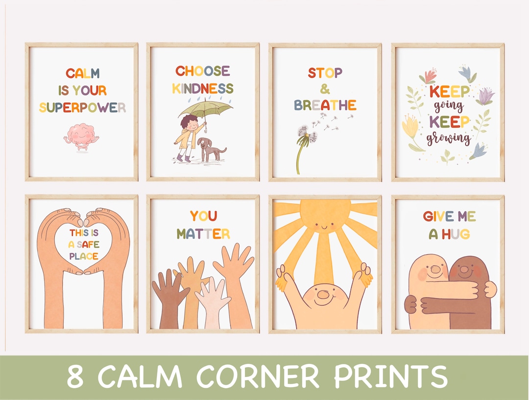 8 School Social Worker Office Decor Rainbow Calm Down Corner Posters ...