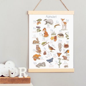 Woodland Alphabet Poster Woodland Animals Nursery Wall Art Montessori ...