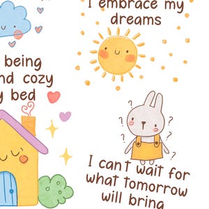 Bedtime Affirmations Poster, Positive Thinking Kids Room Decor, Calming ...