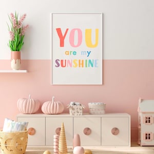 Set of 2 Playroom Posters Sun Poster & You Are My Sunshine Poster ...