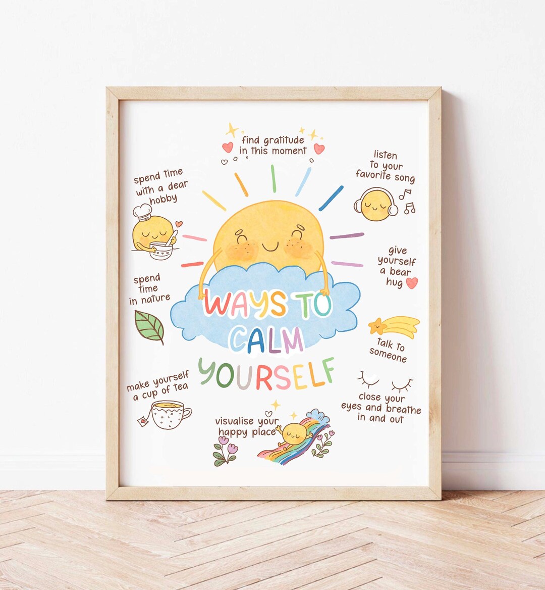 Ways to Calm Yourself Rainbow Classroom Decor Calm Corner Poster Kids ...