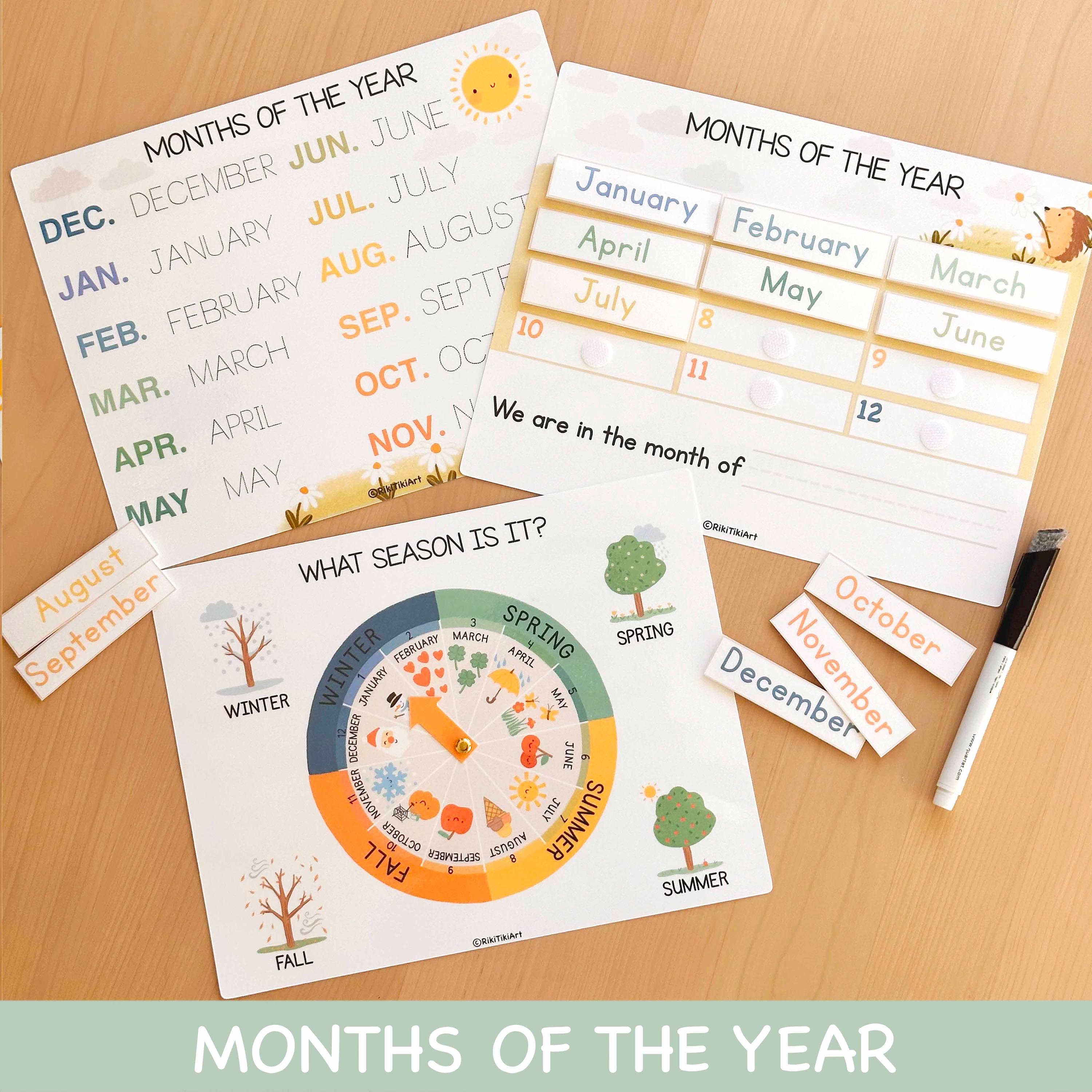 Months of the Year Printable Seasons Wheel, Circular Display Chart ...