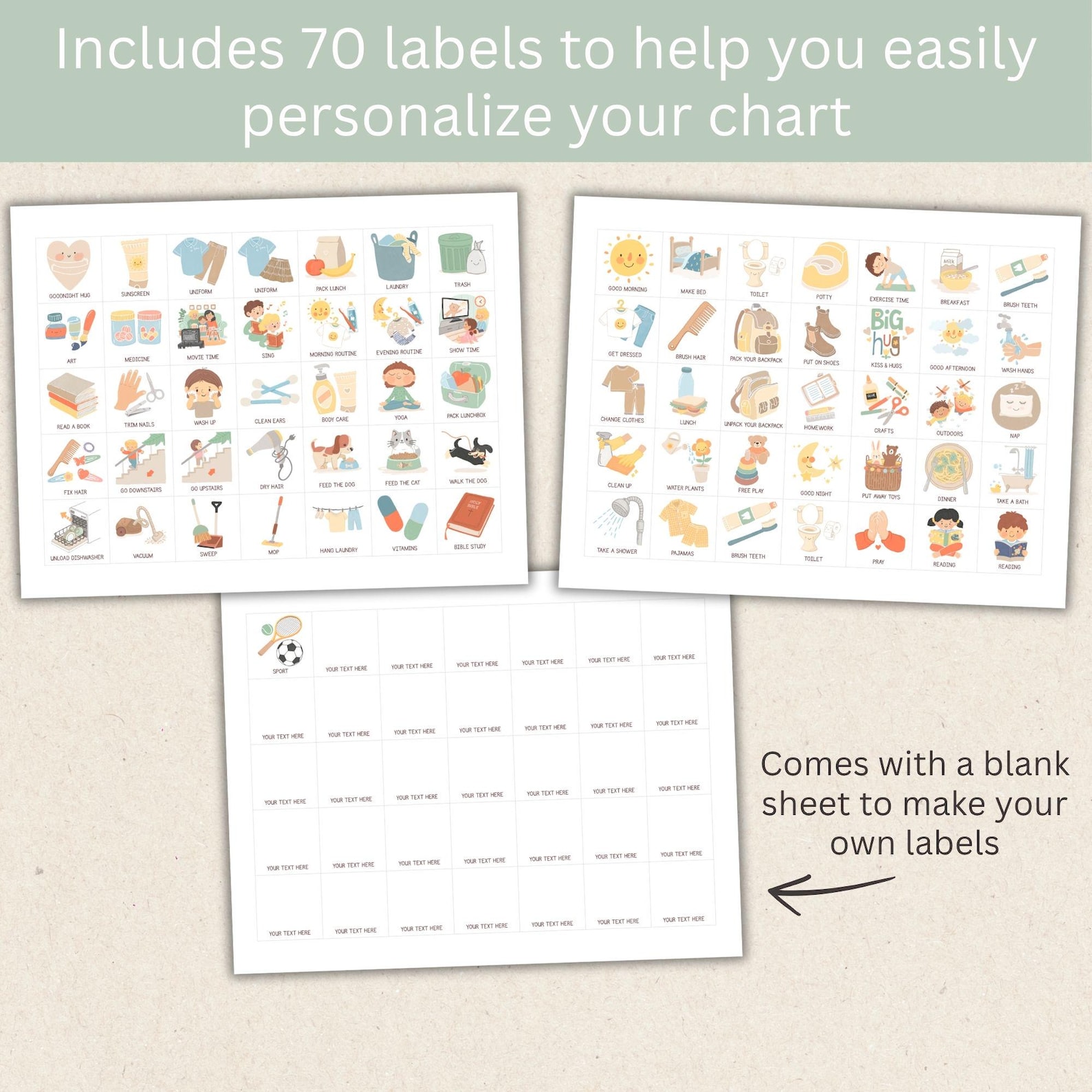 Editable Chore Chart Morning & Evening Routine Flip Chart Bedtime ...