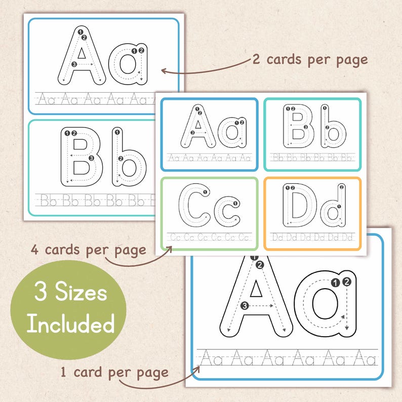 ABC Tracing Cards Letters Formation Flashcards, Alphabet Tracing ...